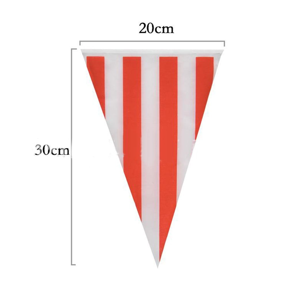 Gerich 20 Pcs Red & White Striped Pennant Banner Flags String 7.87*11 ...