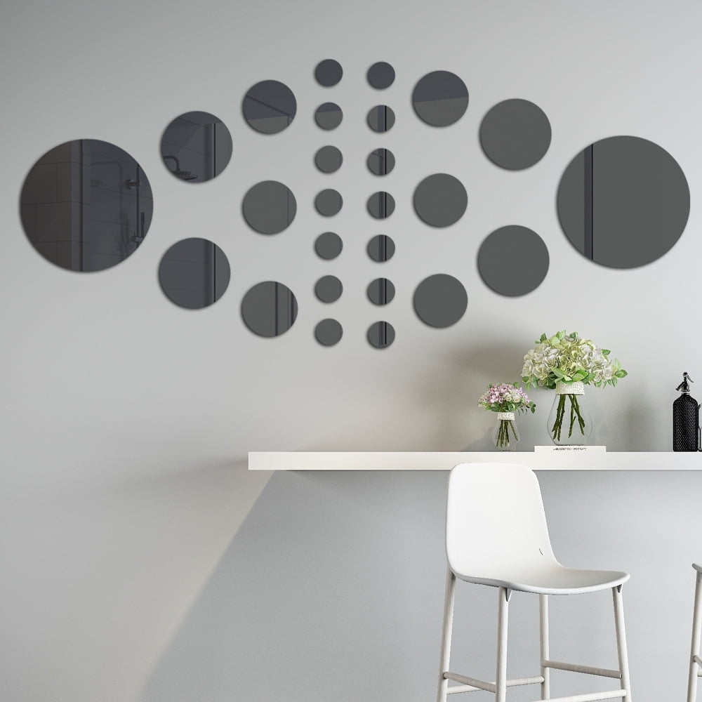 Gerich 26 Pcs Removable 3D Mirror Wall Stickers Circle Decal Art Mural ...