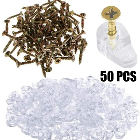 Gerich 50 Pack Plastic Glass Panel Clips with Screws Cabinet Doors ...