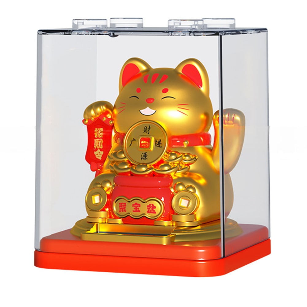 Gerich 8*8*9.9CM Solar Powered Automatic Hand-Waving Fortune Cat Front Desk Ornament, Home Decor ...
