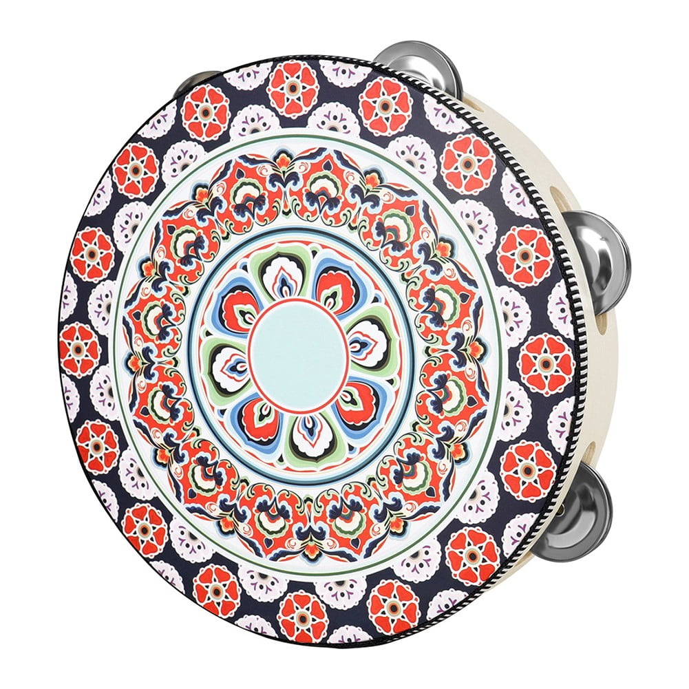 Gerich 8 inch Tambourine Handbell Hand Drum with Metal Jingles Ethnic ...