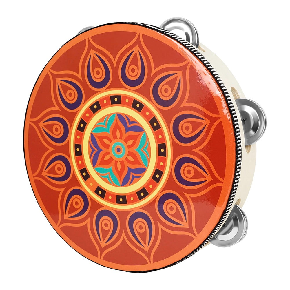 Gerich 8 inch Tambourine Handbell Hand Drum with Metal Jingles Ethnic ...
