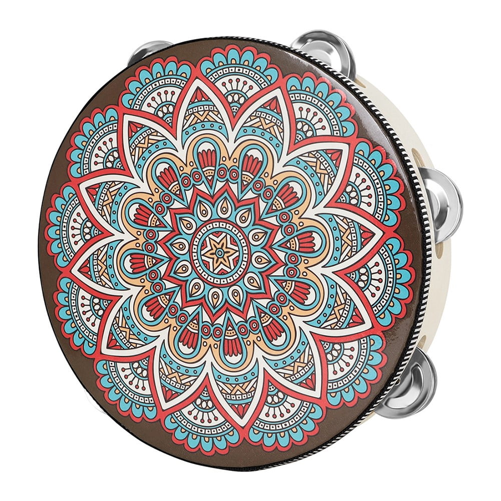Gerich 8 inch Tambourine Handbell Hand Drum with Metal Jingles Ethnic ...