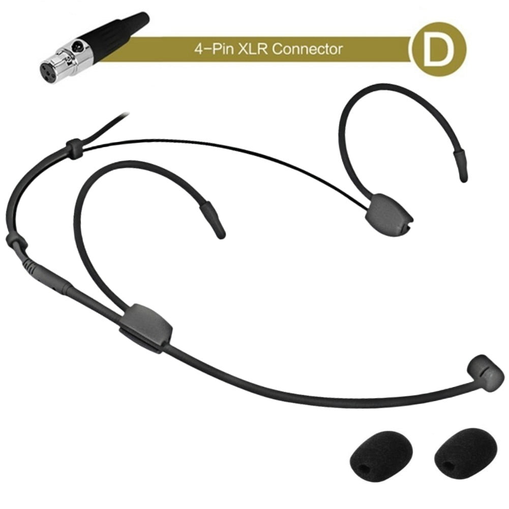 Gerich Cardioid Black Double Earhook Headset Headworn Microphone for Wireless System - Walmart.com