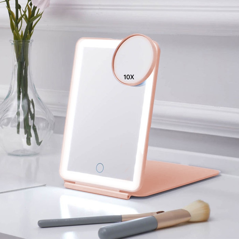 Gerich LED touch makeup mirror with light flip portable folding mirror ...