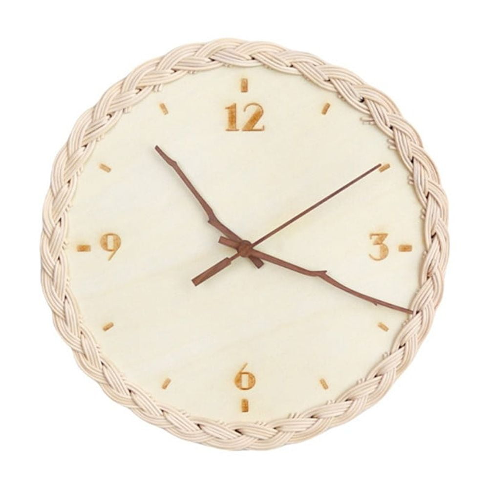 Gerich Silent Rattan Round Wall Clock: Vintage Design for Home and ...