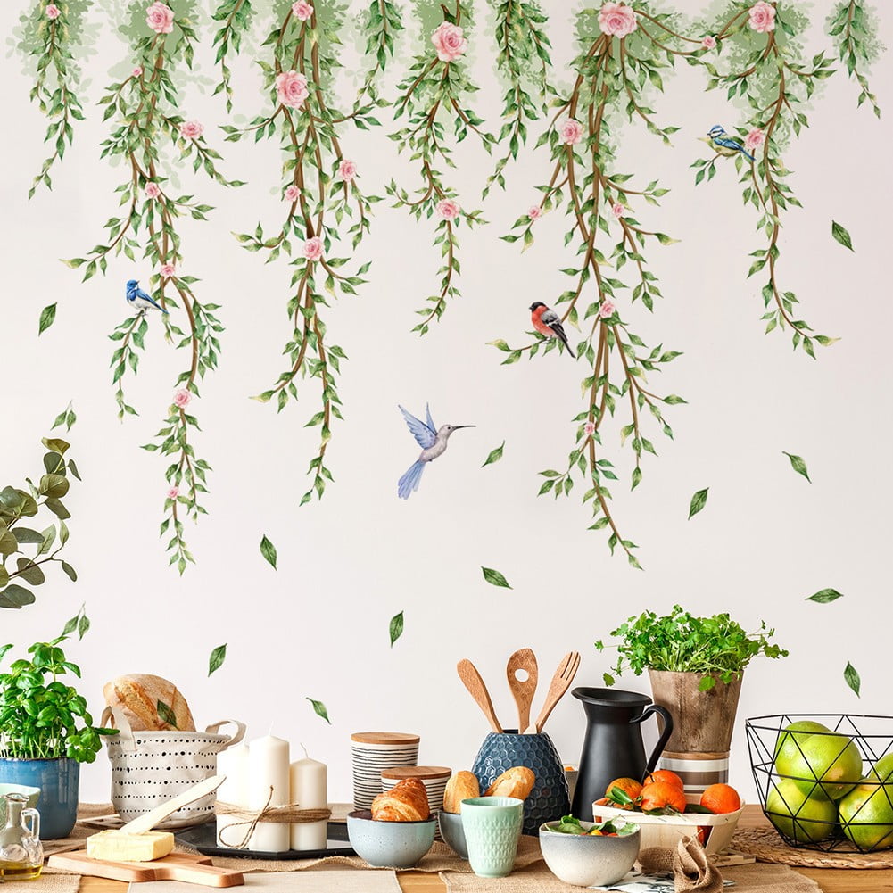 Gerich Wall Sticker Bedroom Wall DIY Decoration Green Leaves Wall ... Gerich Wall Sticker Bedroom Wall DIY Decoration Green Leaves Wall ...