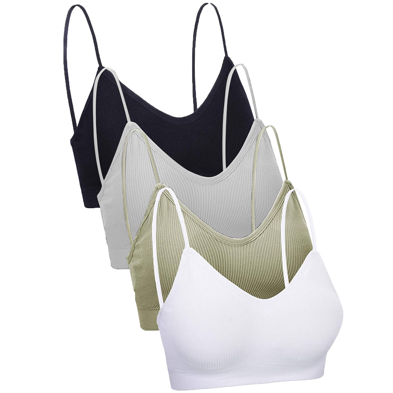 Gerichy 3-4 Pieces V Neck Padded Bralette Cami Bra Wireless Tank Top ...