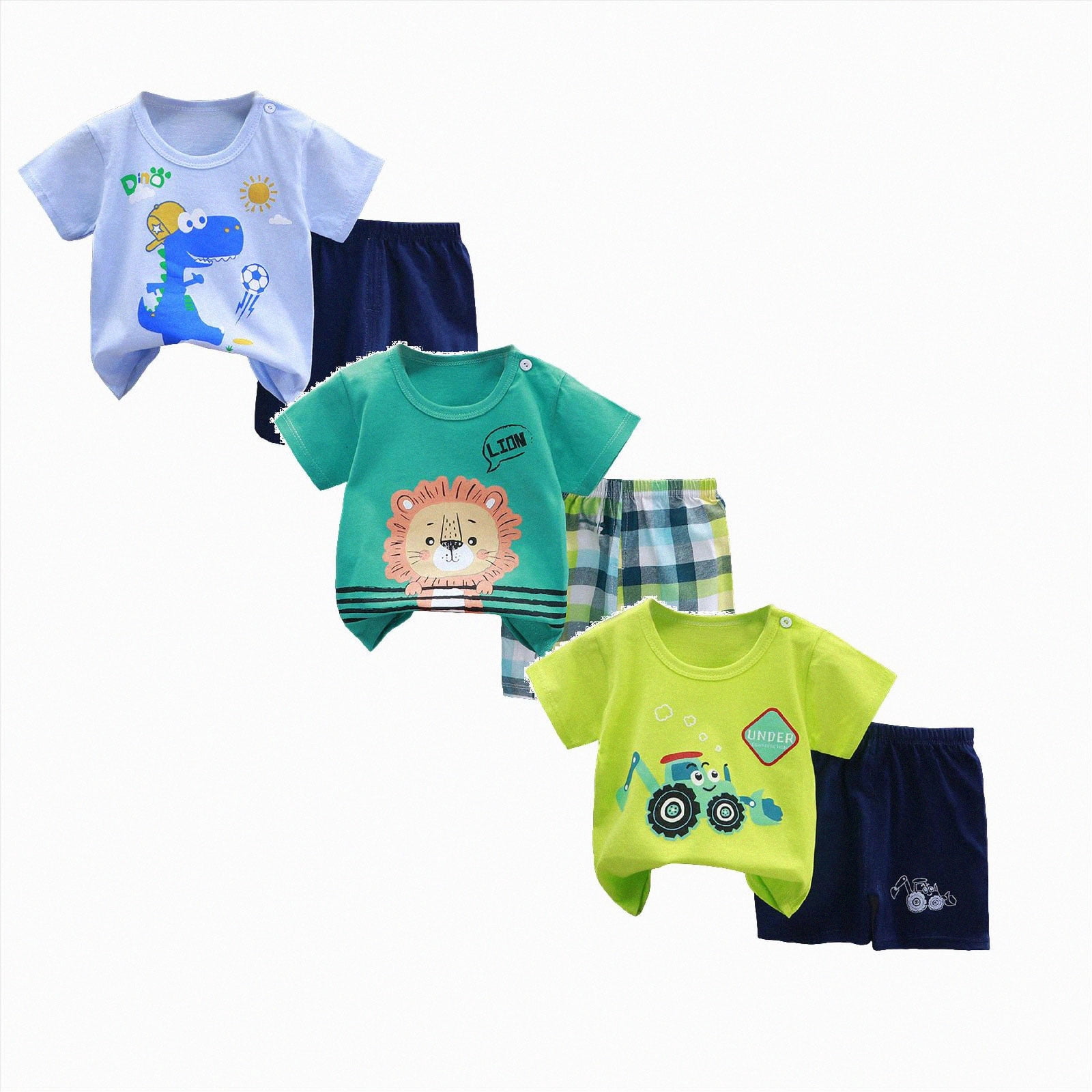 Gerichy 6Pcs Summer Outfits for Baby Boys Cute Animal Print Clothes 0 6 ...