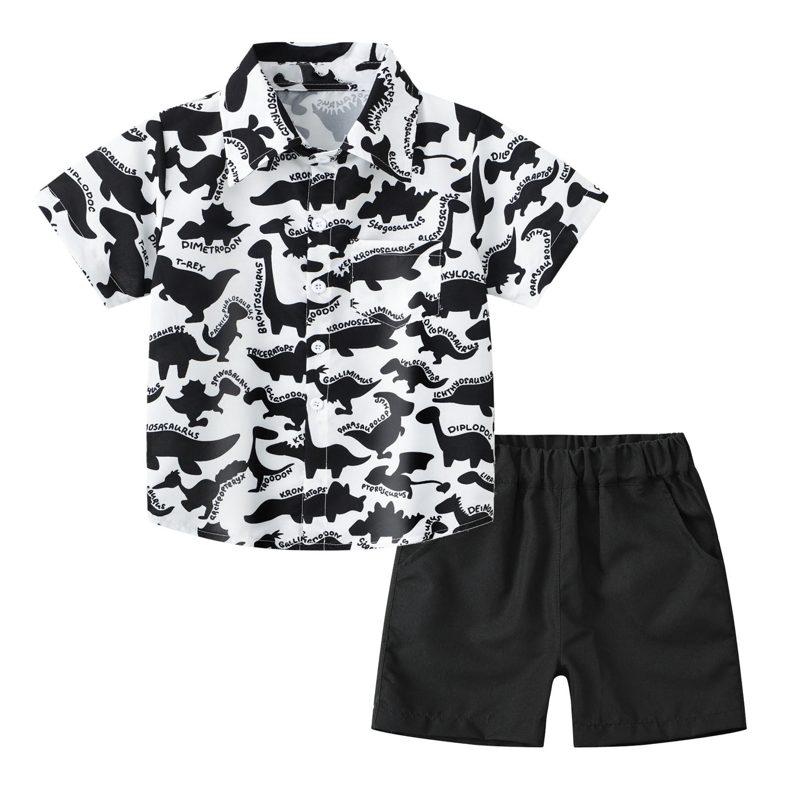 Gerichy Boys Summer Outfits Toddler Kids Baby Boys Cartoon Dinosaur T-shirt Tops+Pants Outfits ...