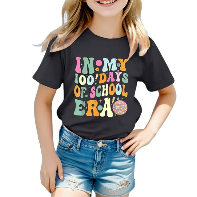Gerichy Girls Graphic Print T-Shirt Shirts For Teen Kids Child Girls ...
