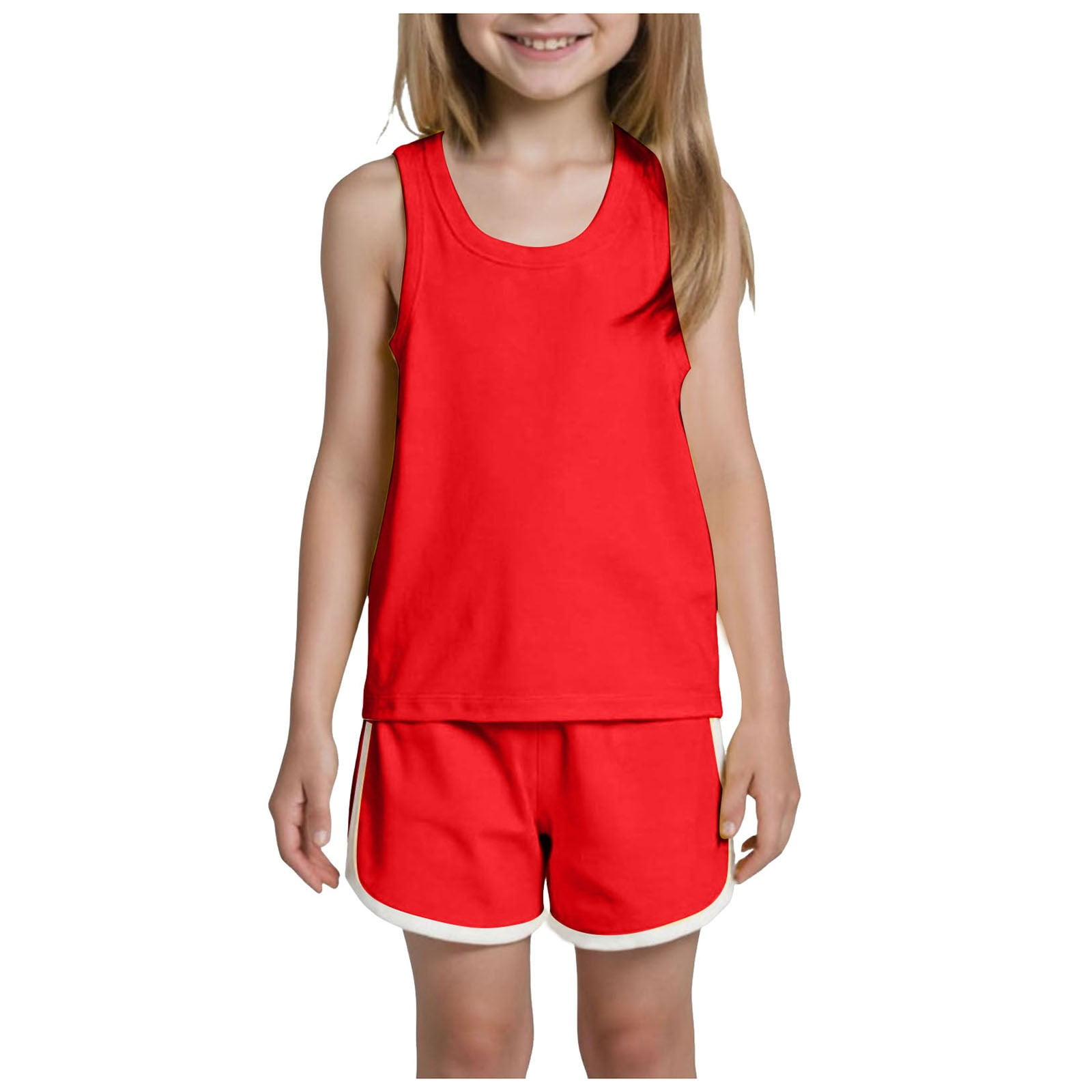 Gerichy Girls Summer Outfits, Girl's 2 Piece Outfits Sleeveless Round ...