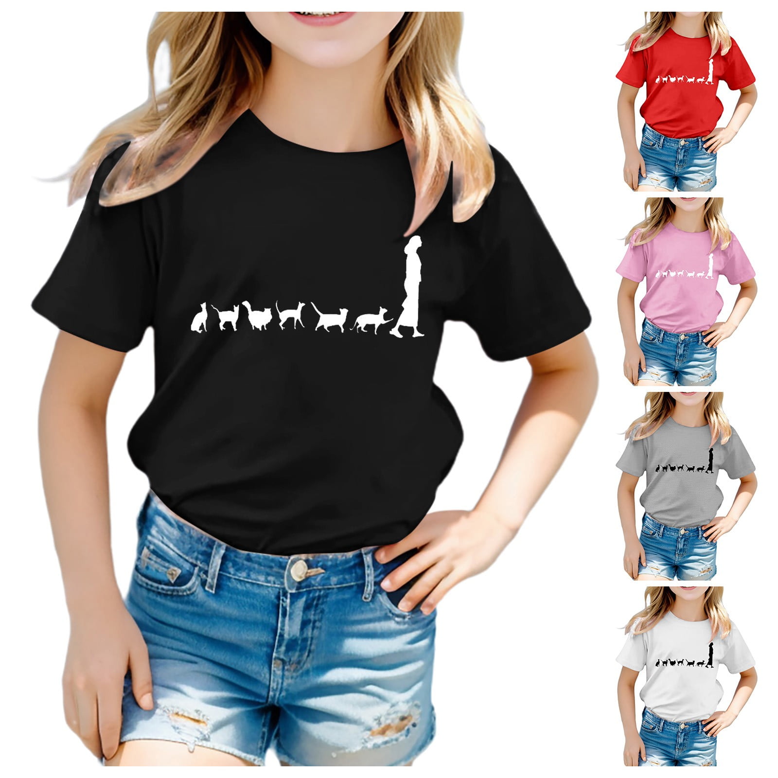 Gerichy Girls Summer Tops Trendy Short Sleeve T-Shirt Kid Girls Cute ...