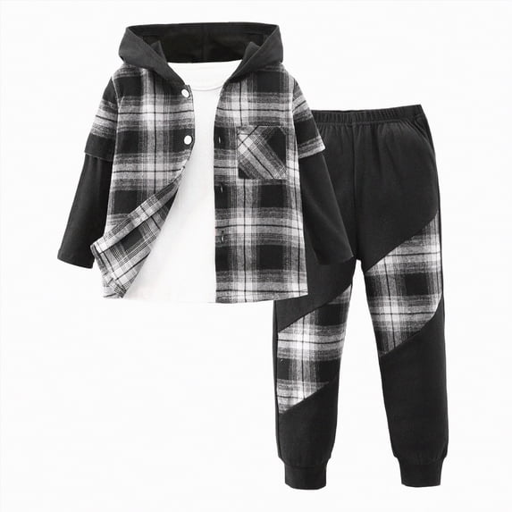 Gerichy Toddler Boy Fall Winter Outfit 3T-7T Long Sleeve Top Pants Two ...