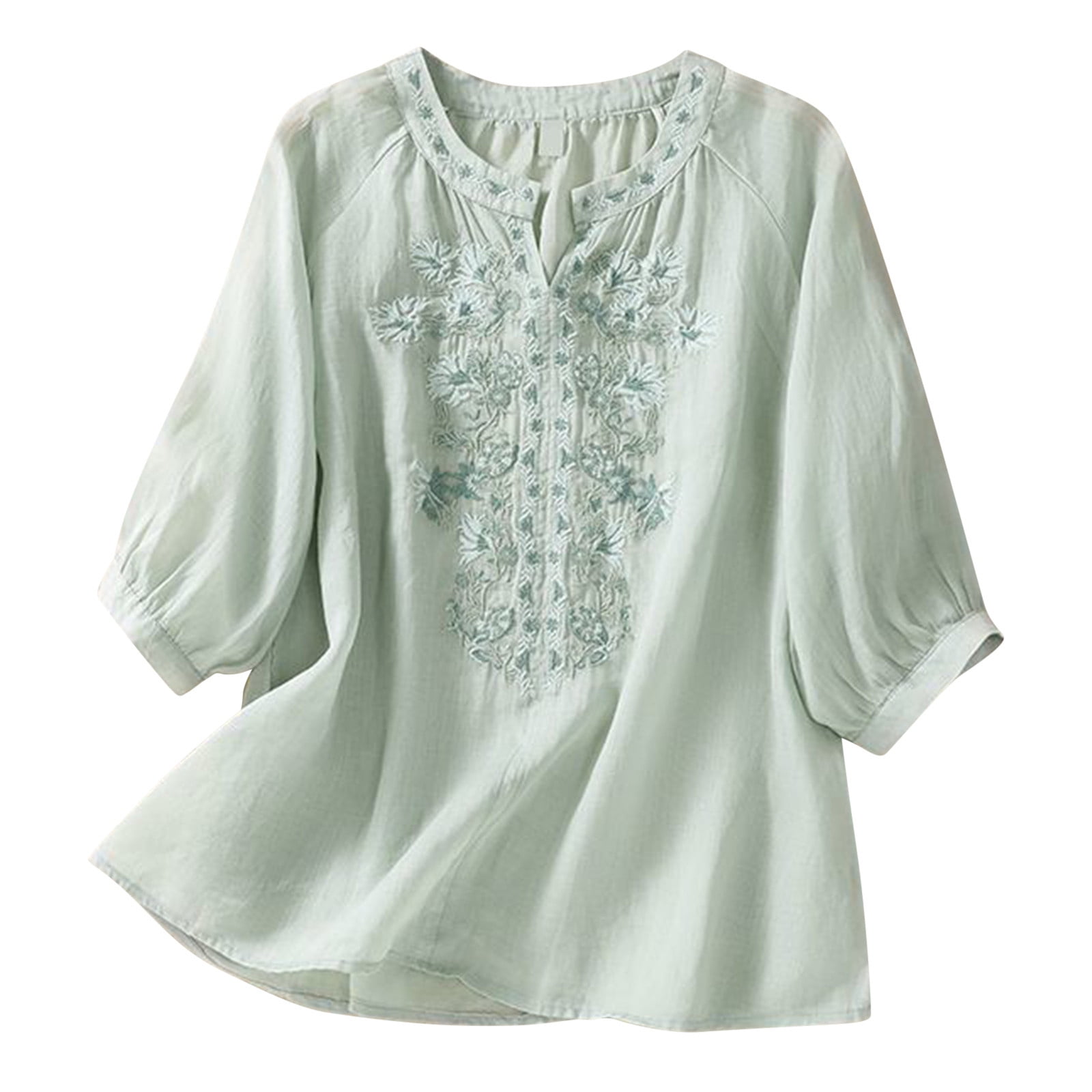 Gerichy Womens Summer Tops, Vintage 3/4 Sleeve Linen Tunic Tops for ...