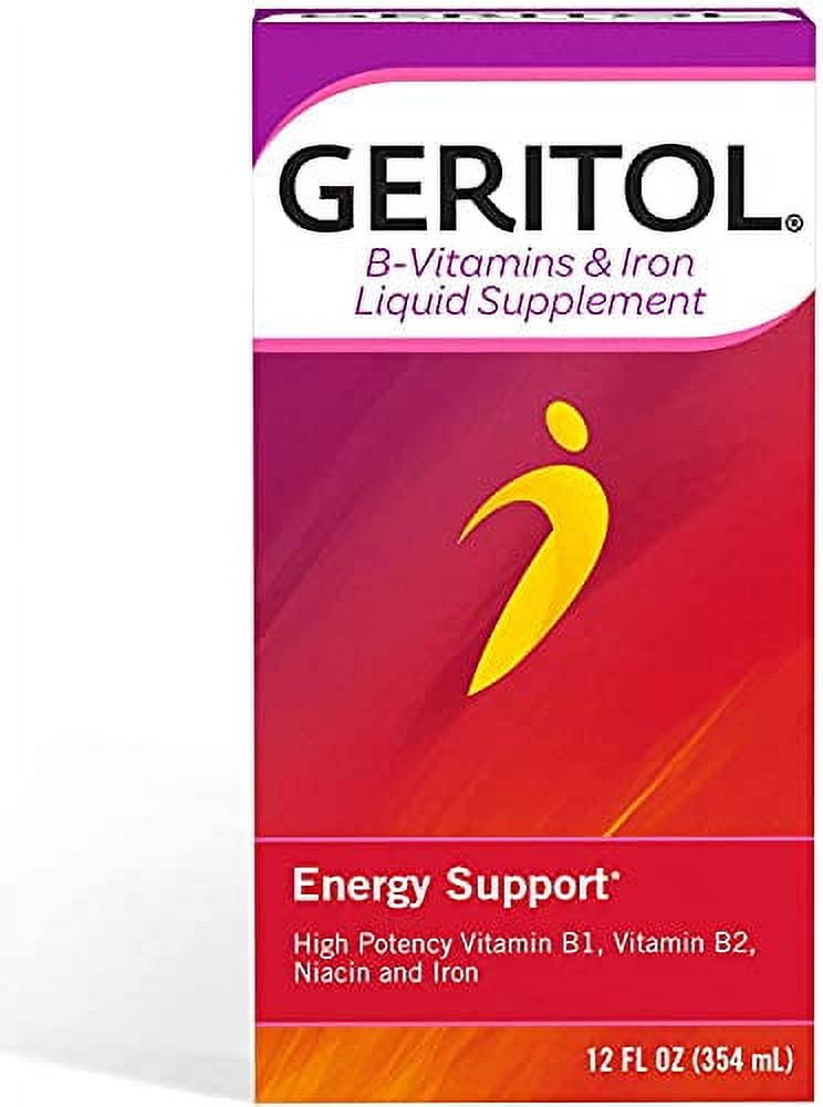 Geritol Liquid Energy Support, High Potency B-Vitamin & Iron Liquid ...