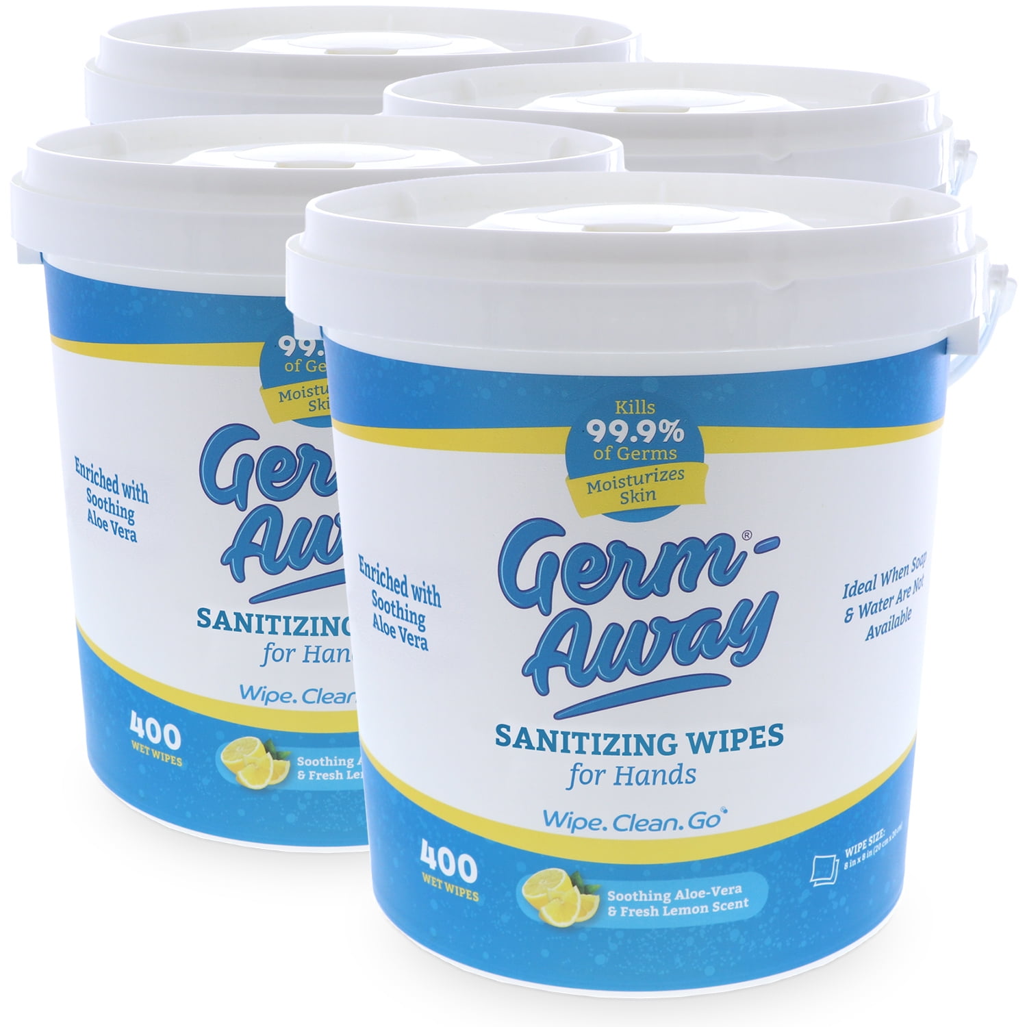Germ-Away Bulk Pack Sanitizer - Lemon Scented Antibacterial Hand Wipes ...