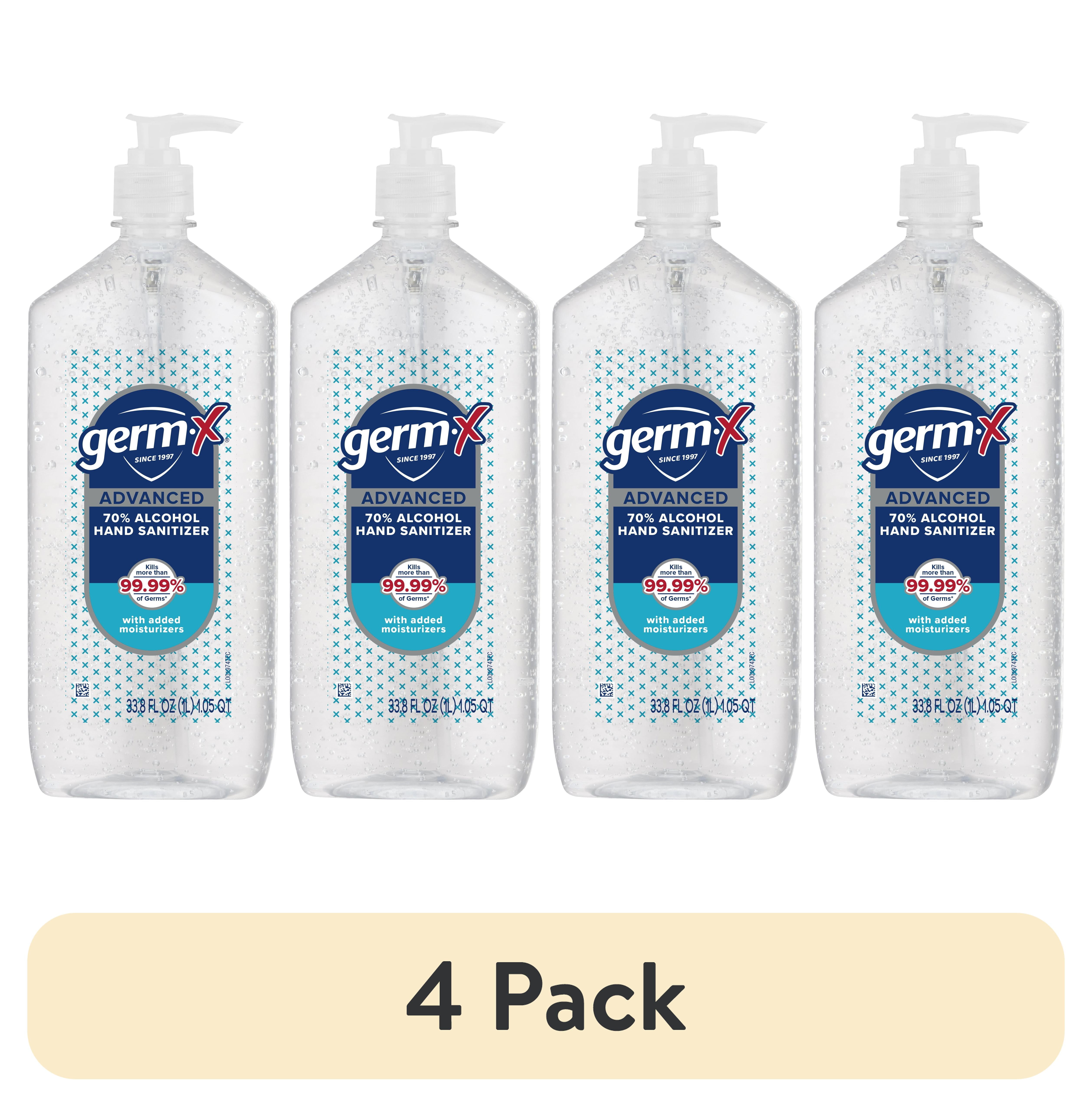 (4 pack) Germ-X® Advanced Hand Sanitizer with Pump, Bottle of Hand ...