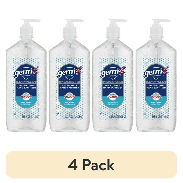 (4 pack) Germ-X® Advanced Hand Sanitizer with Pump, Bottle of Hand ...