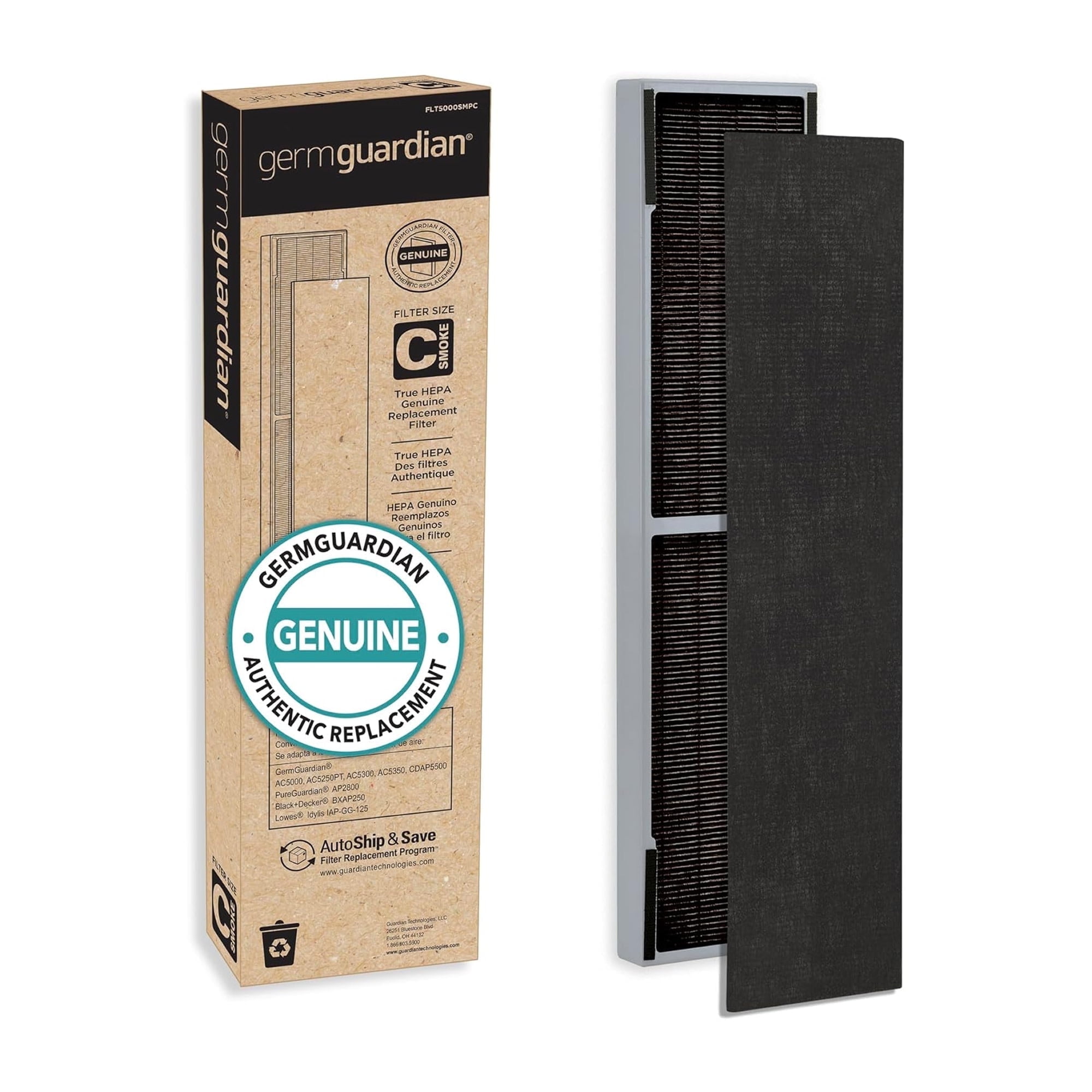GermGuardian HEPA Replacement Filter C, Smoke Clear, 99.97% Removal ...