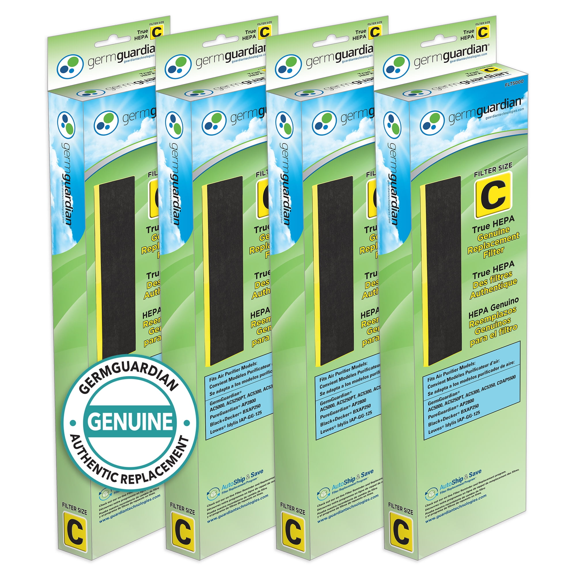 GermGuardian True HEPA Air Purifier Replacement Filter C (FLT5000) 4 ...