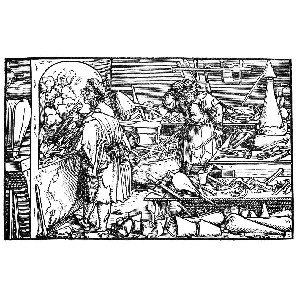 German Alchemist 1537. Nwoodcut Attributed To Hans Holbein The Younger ...