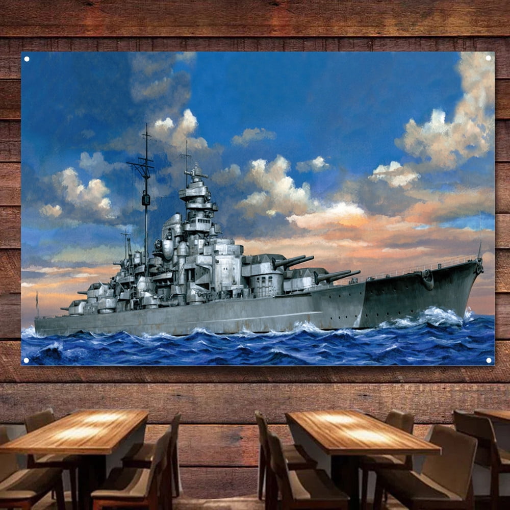German Battleship Bismarck Wall Art Banners Hanging Flags Wall Chart ...
