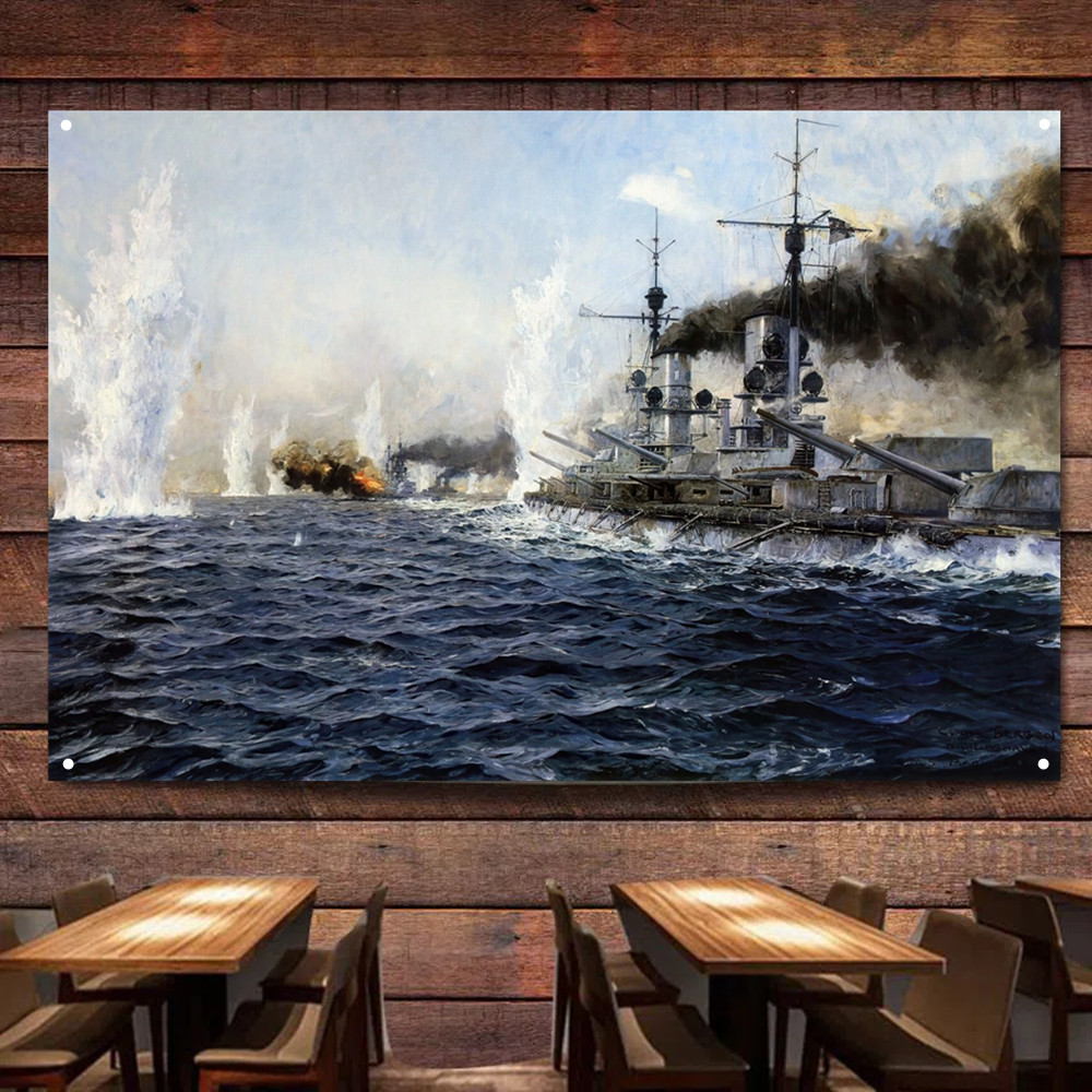 German Battleship Markgraf Battle Tapestry Wall Art Flag World War II ...