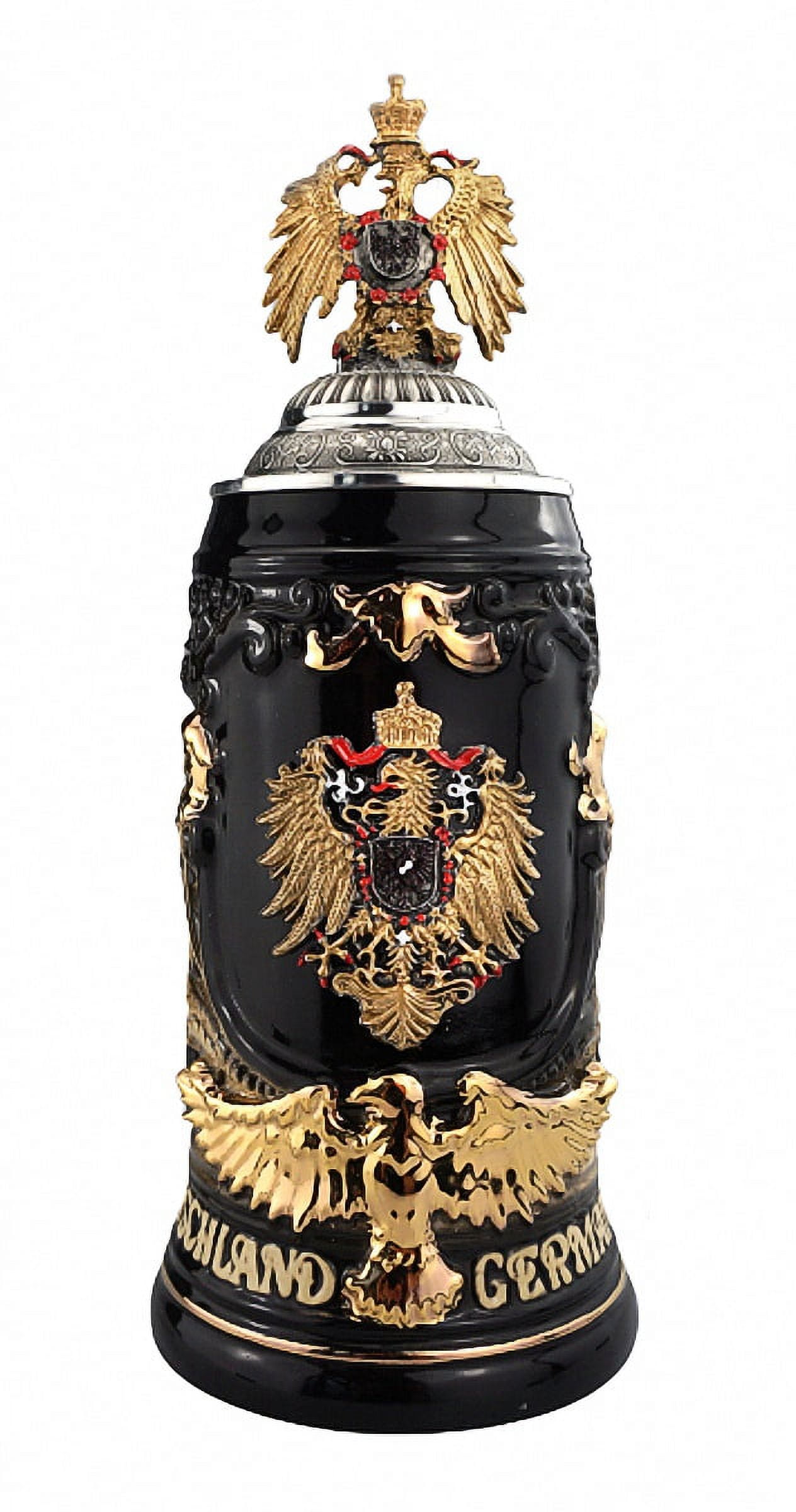 German Beer Stein 0,75 liter Gearman Eagle tankard, black beer mug with ...
