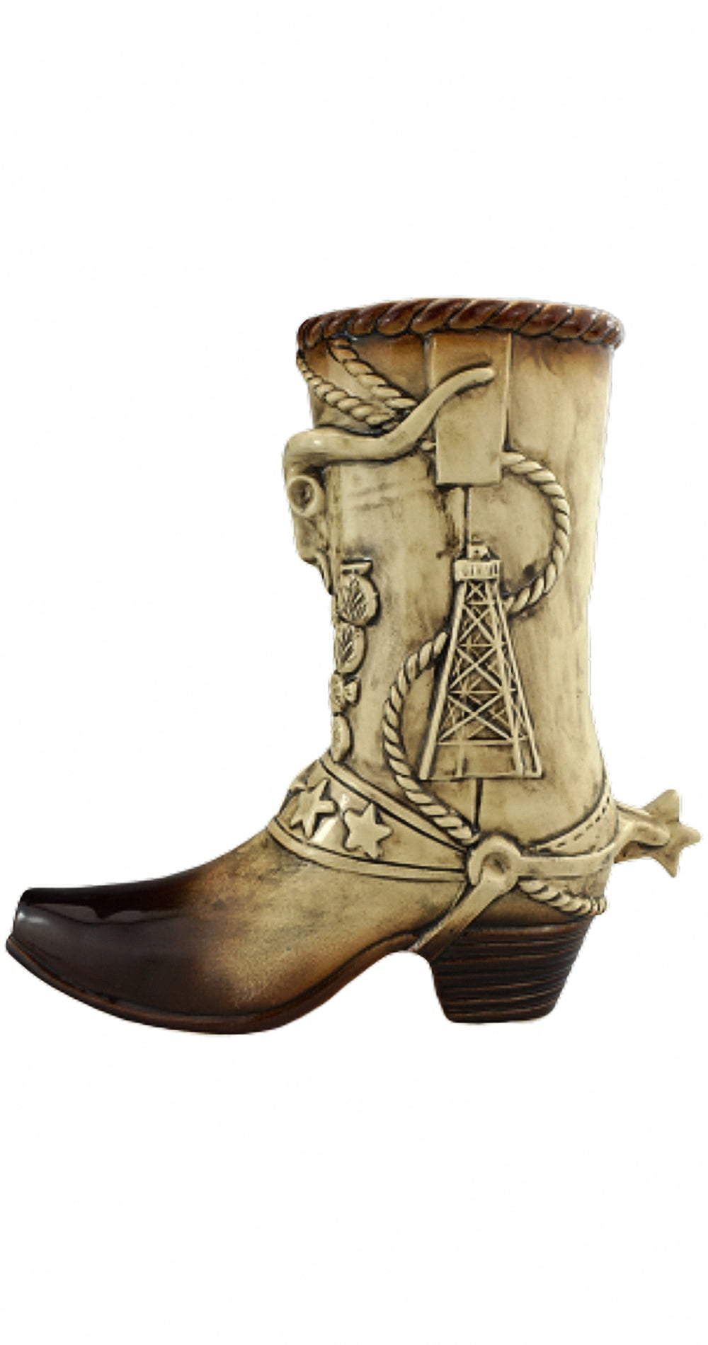 German Beer Stein 0.75 liter Texas Cowboy Boot tankard, brown beer mug ...