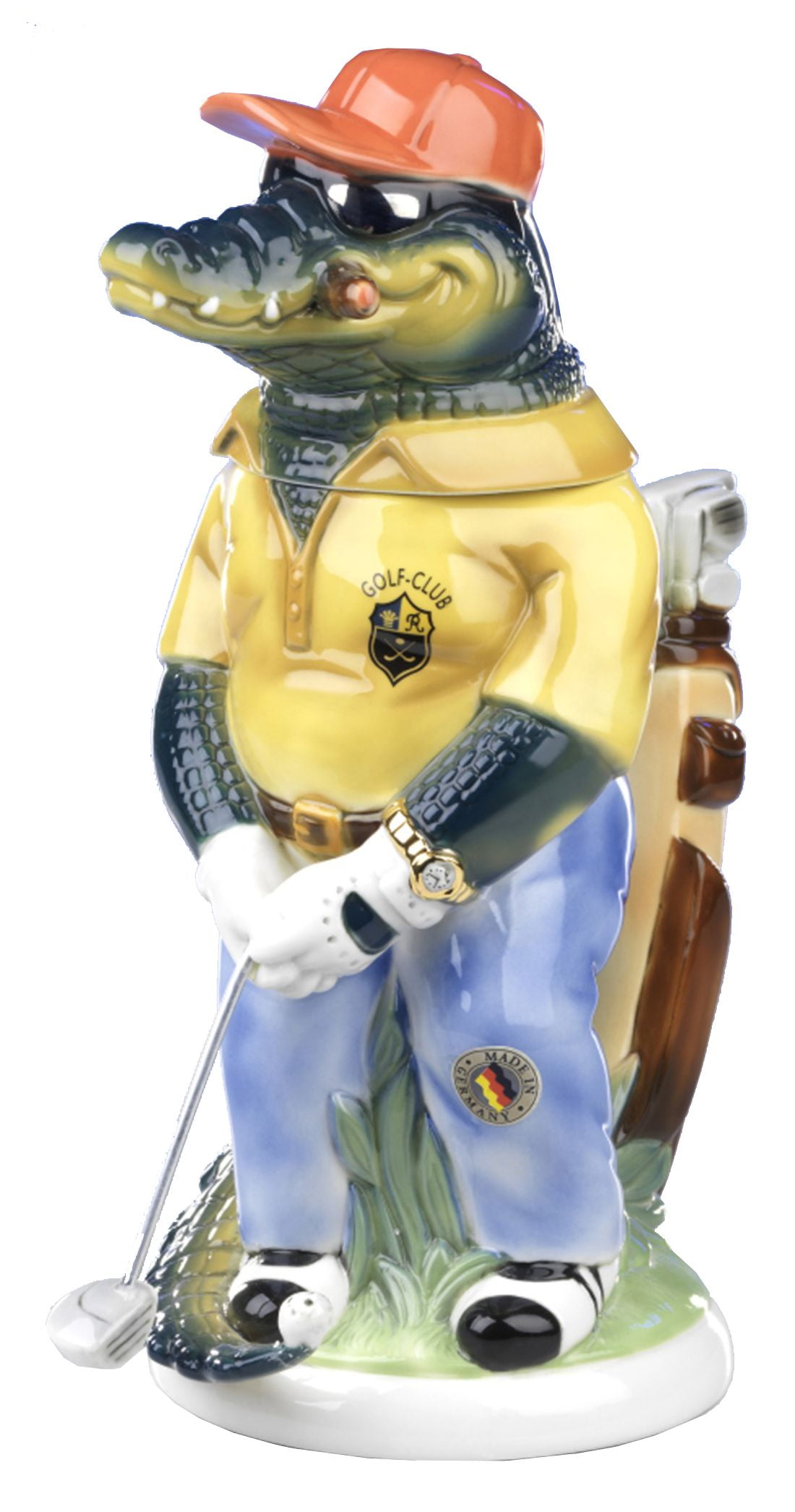 German Beer Stein 3-D character stein Gator Golfer 1 liter tankard ...