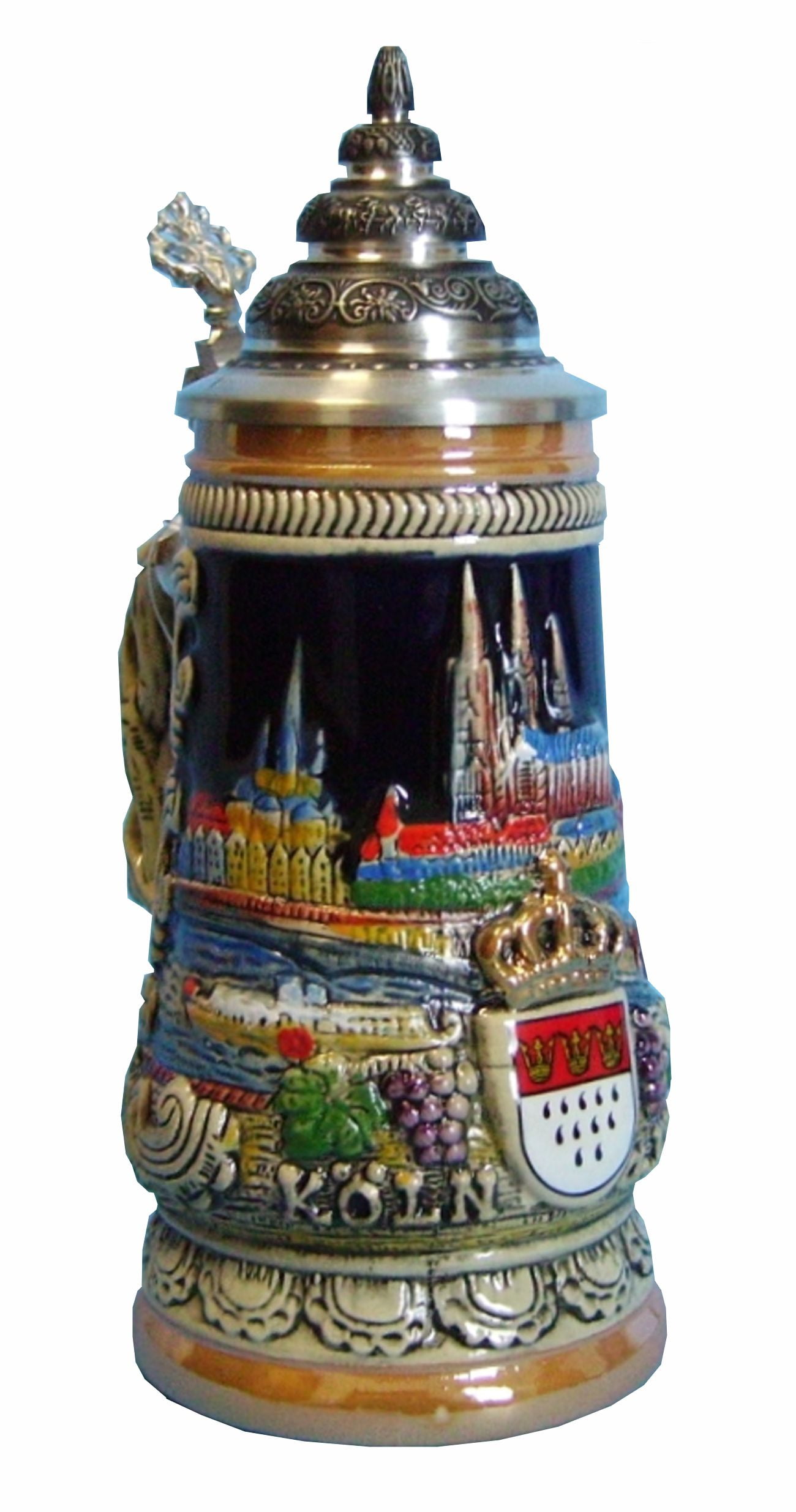 German Beer Stein Cologne relief stein 0.5 liter tankard, beer mug ...