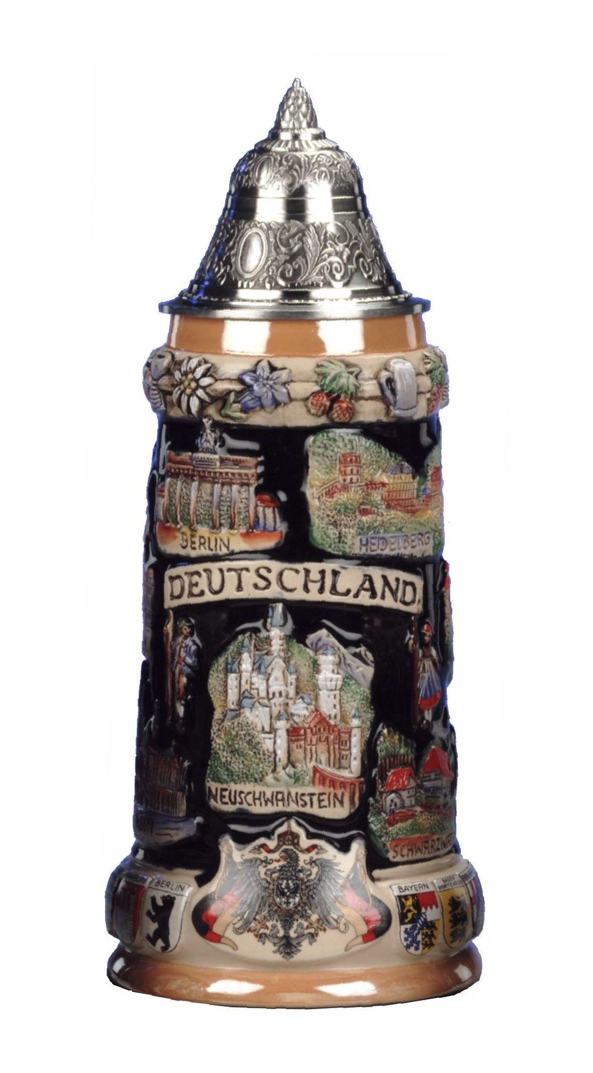 German Beer Stein German landmarks with state coat of Arms Stein 0.75 ...