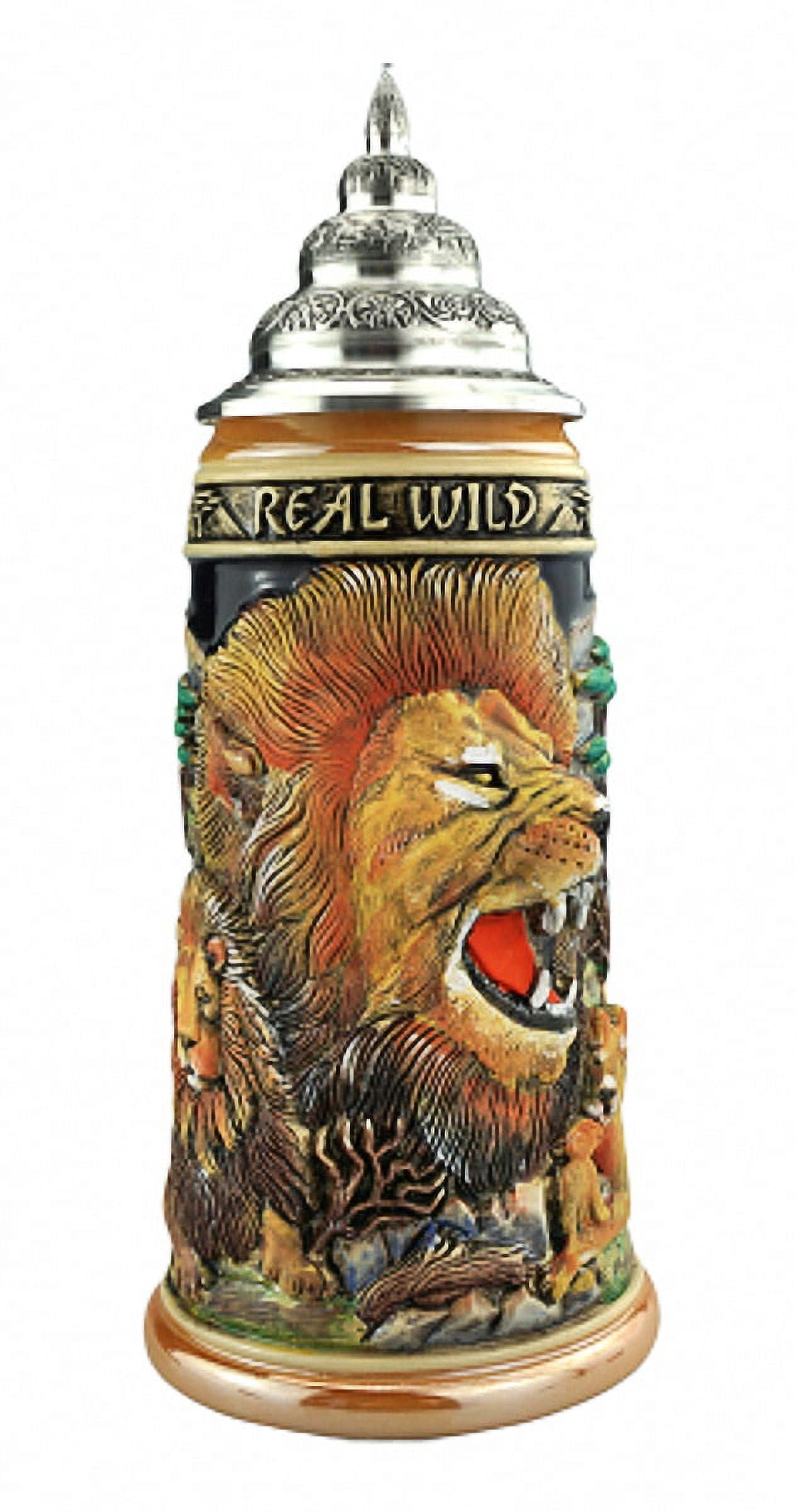German Beer Stein Lion Stein ''The Mighty One'', 0.75 liter tankard ...