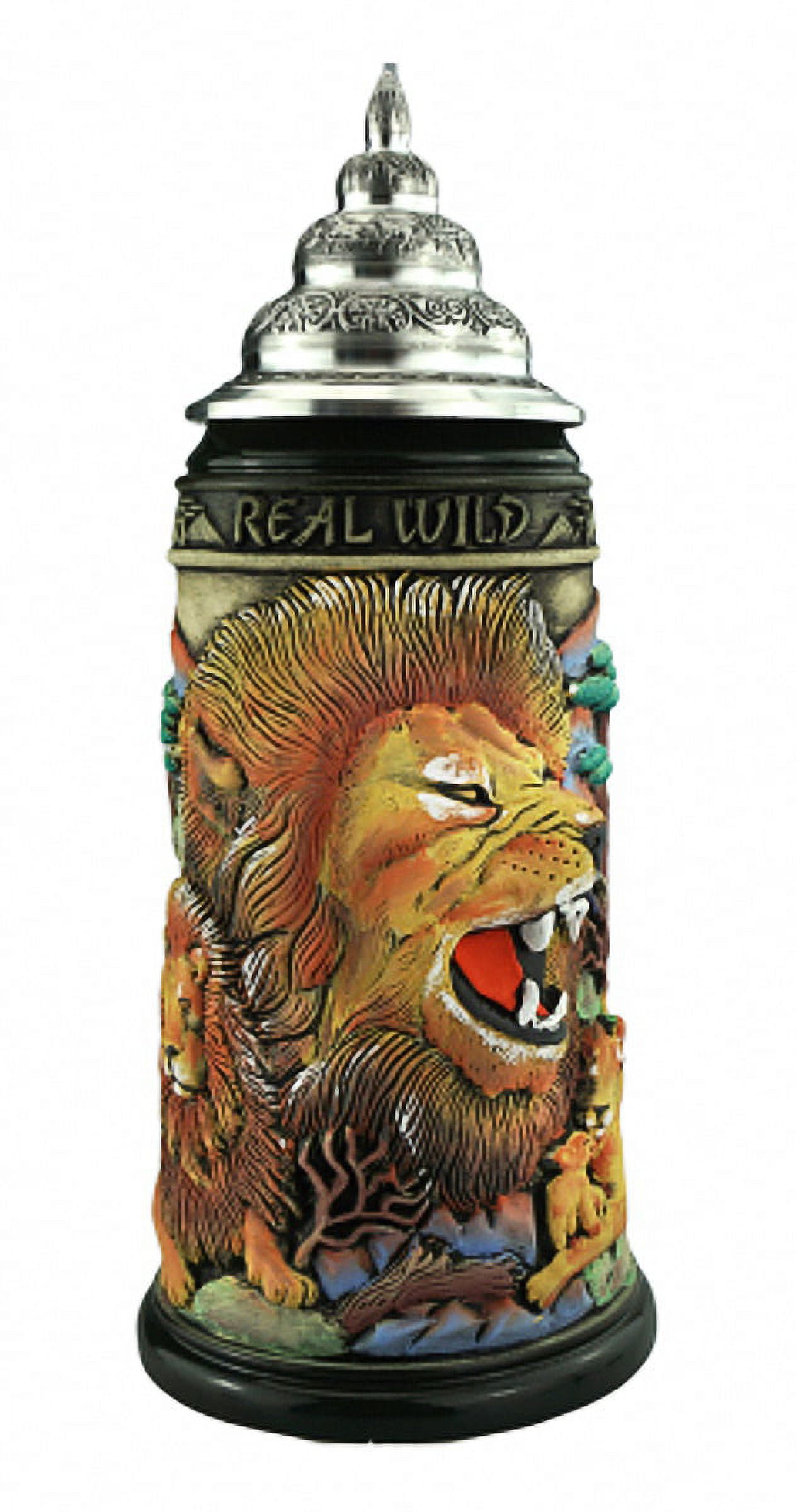 German Beer Stein Lion Stein ''The Mighty One'', 0.75 liter tankard ...