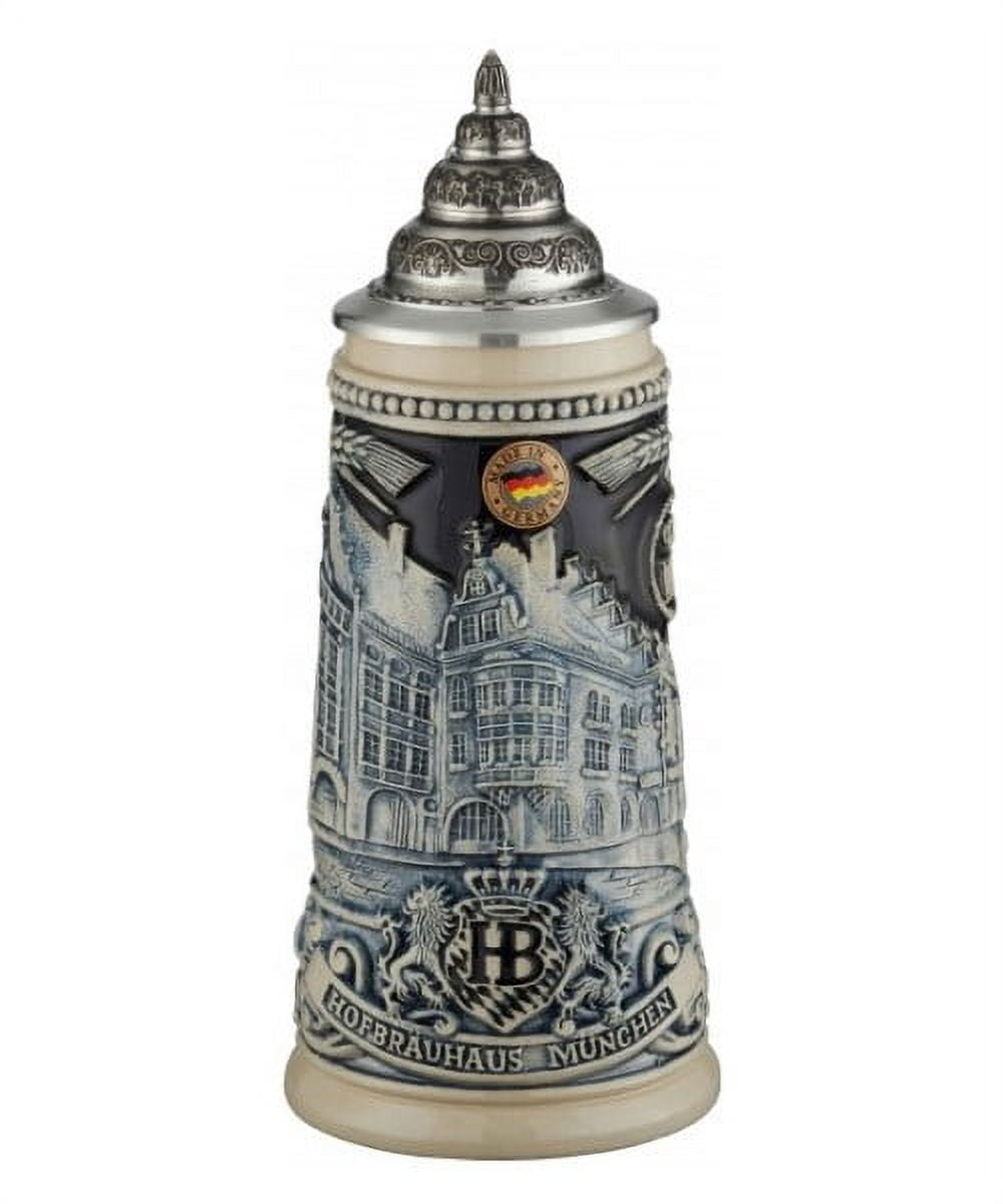 German Beer Stein Munich Hofbräuhaus München HB relief stein 0.25 liter ...