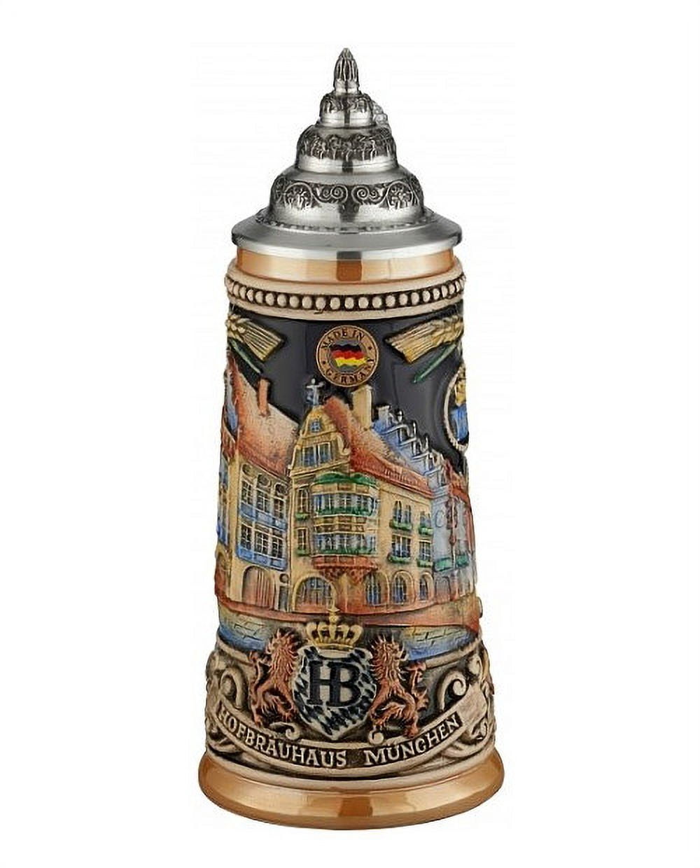German Beer Stein Munich Hofbräuhaus München HB relief stein 0.25 liter ...