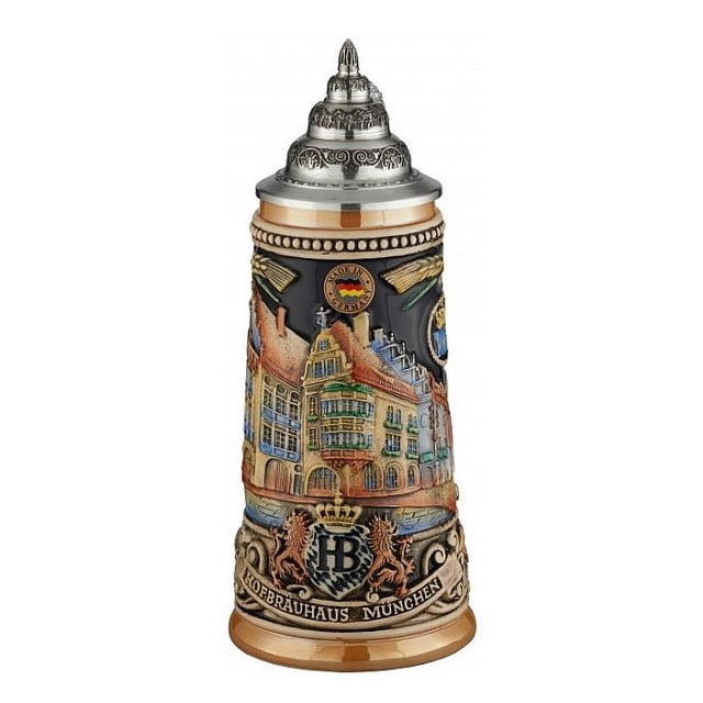 German Beer Stein Munich Hofbräuhaus München HB relief stein 0.25 liter ...