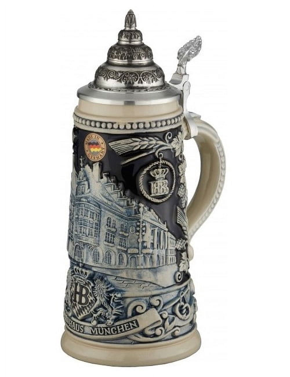 German Beer Stein Munich Hofbräuhaus München HB relief stein 0.5 liter ...