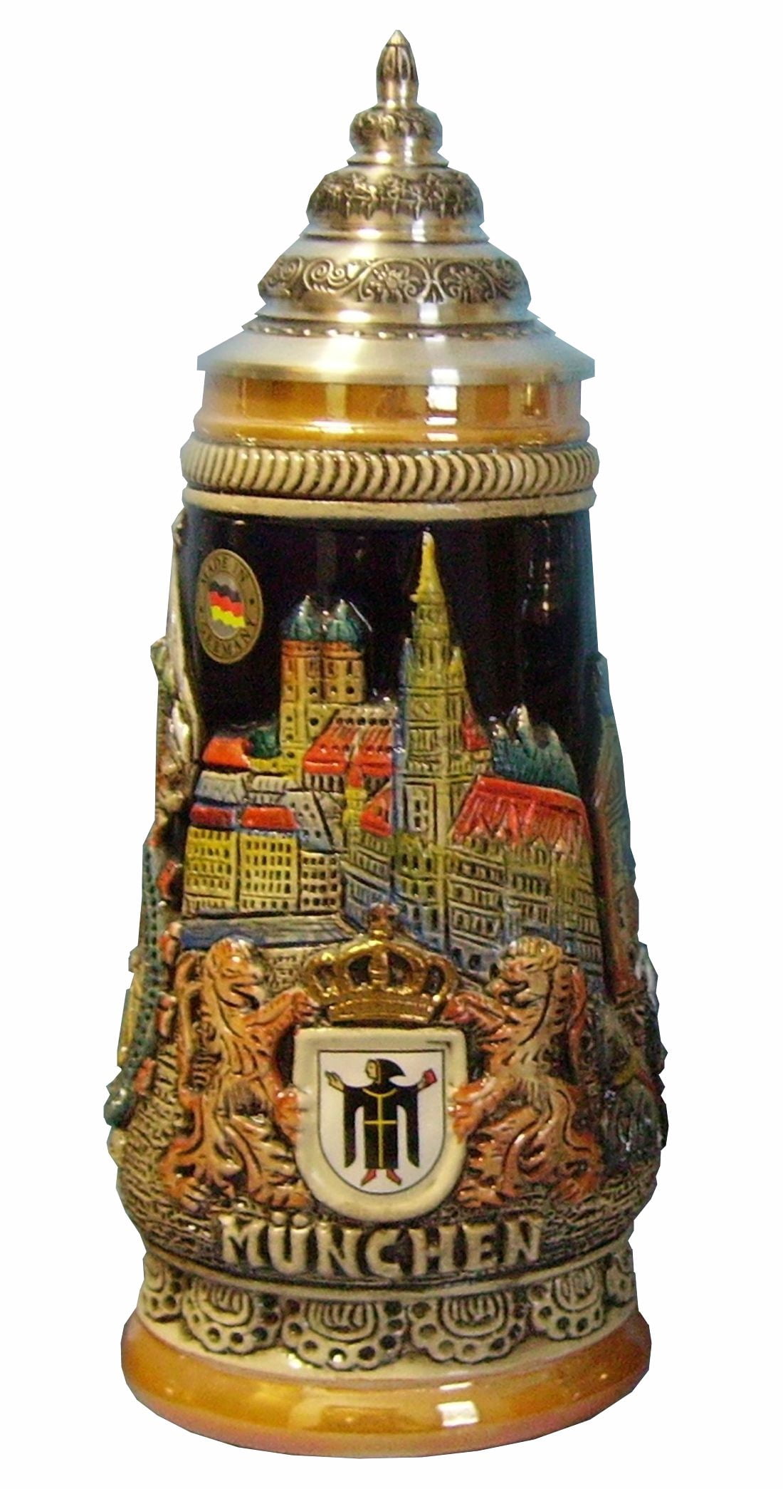 German Beer Stein Munich relief stein 0.5 liter tankard, beer mug KI ...