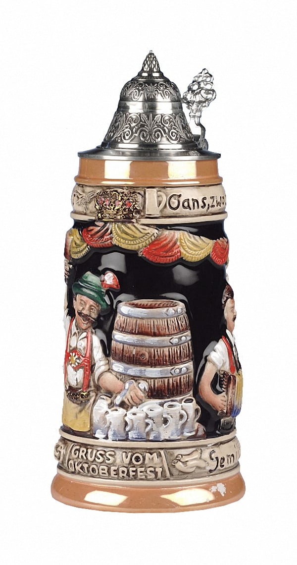 German Beer Stein Oktoberfest 1 liter tankard, beer mug - Walmart.com