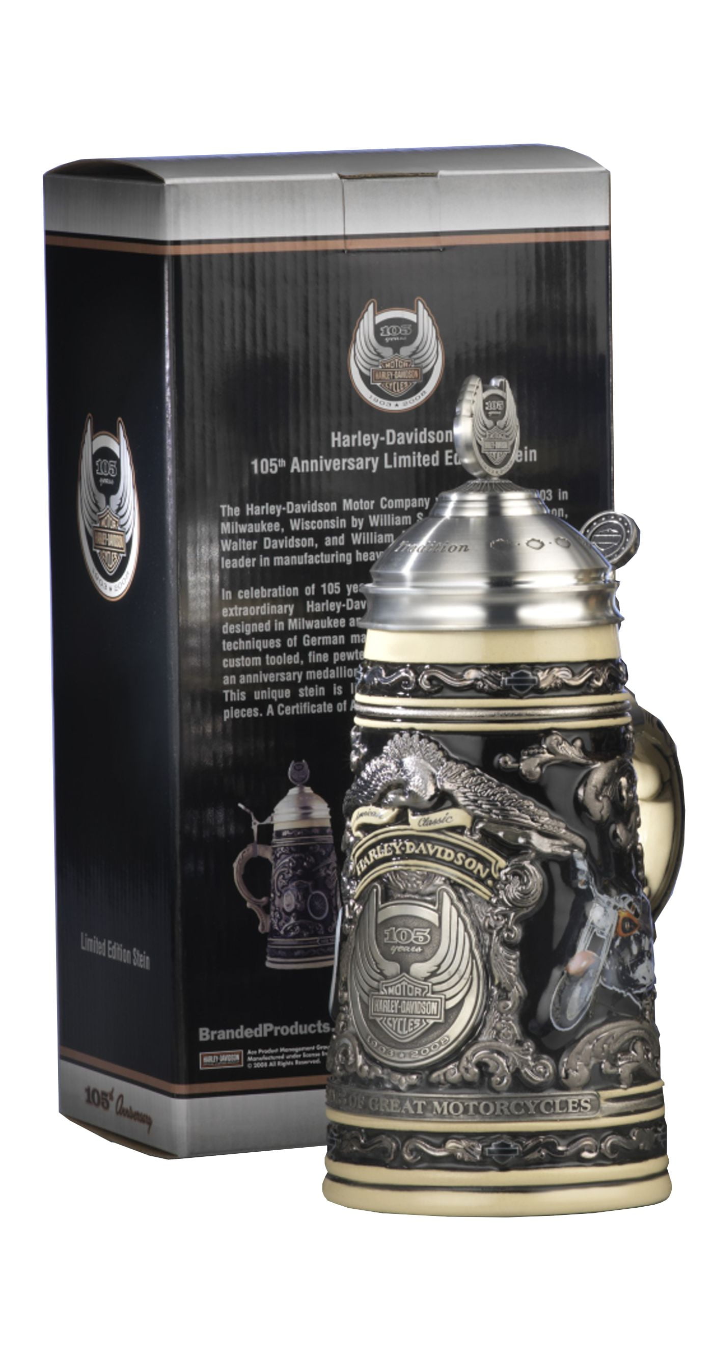 German Beer Stein, gift-boxed with certificate 0.75 liter tankard, beer ...