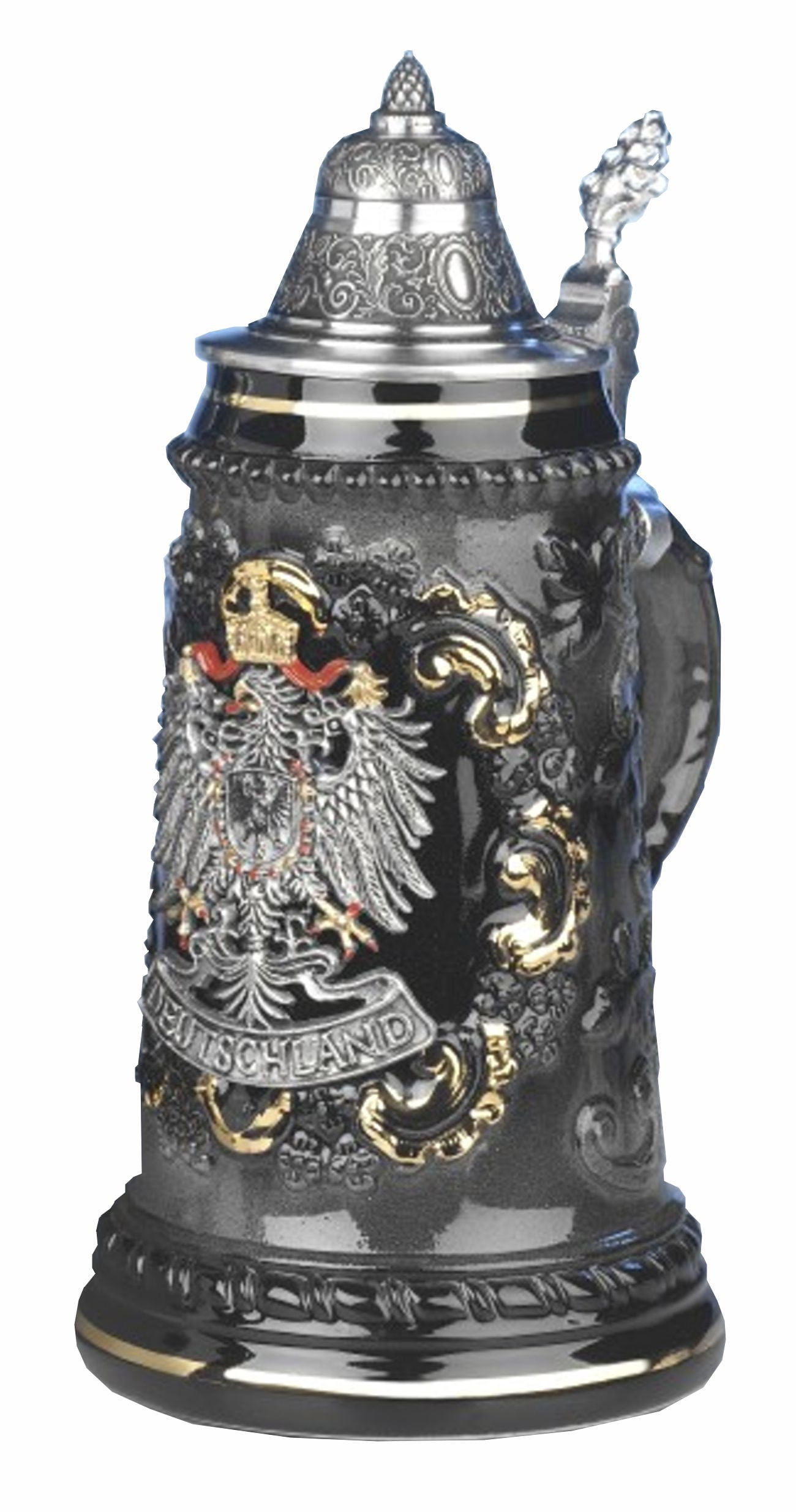 German Beer Stein pewter Deutschland eagle Stein 0.5 liter tankard ...