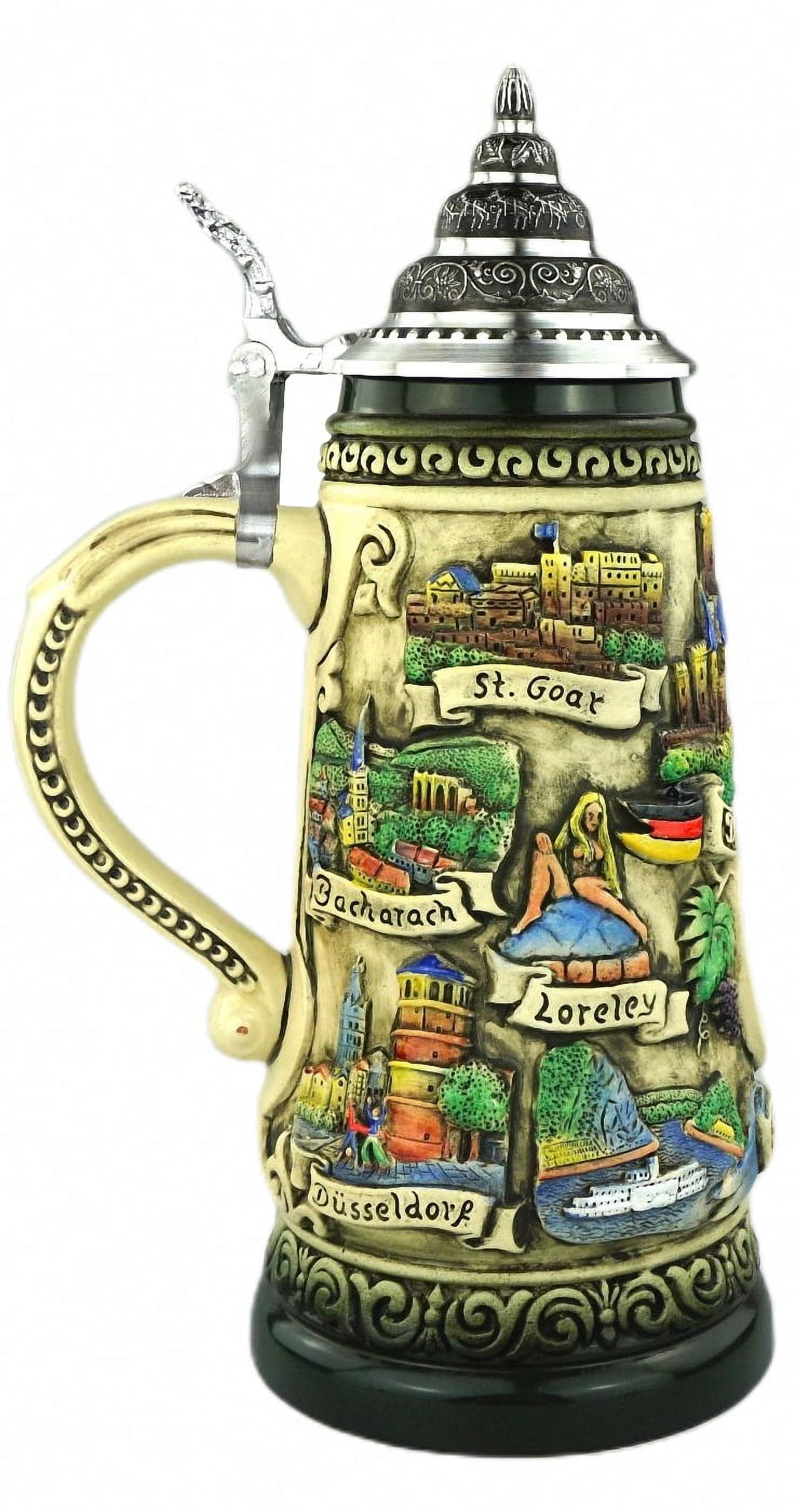 German Beer Stein rustic Deutschland the rhine river stein 0.25 liter ...