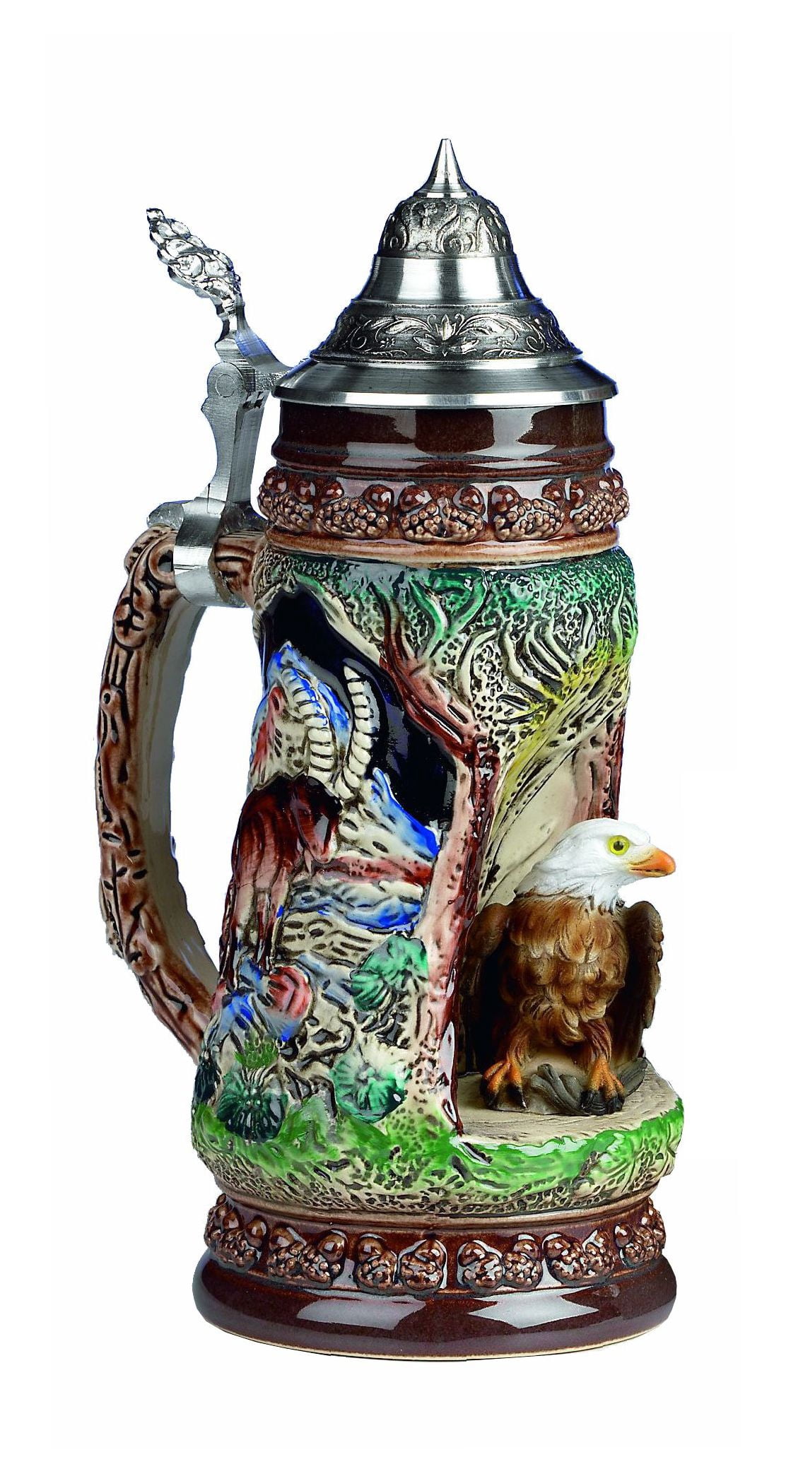 German Beer Stein wildlife wilderness giantstein, Eagle 0.5 liter ...
