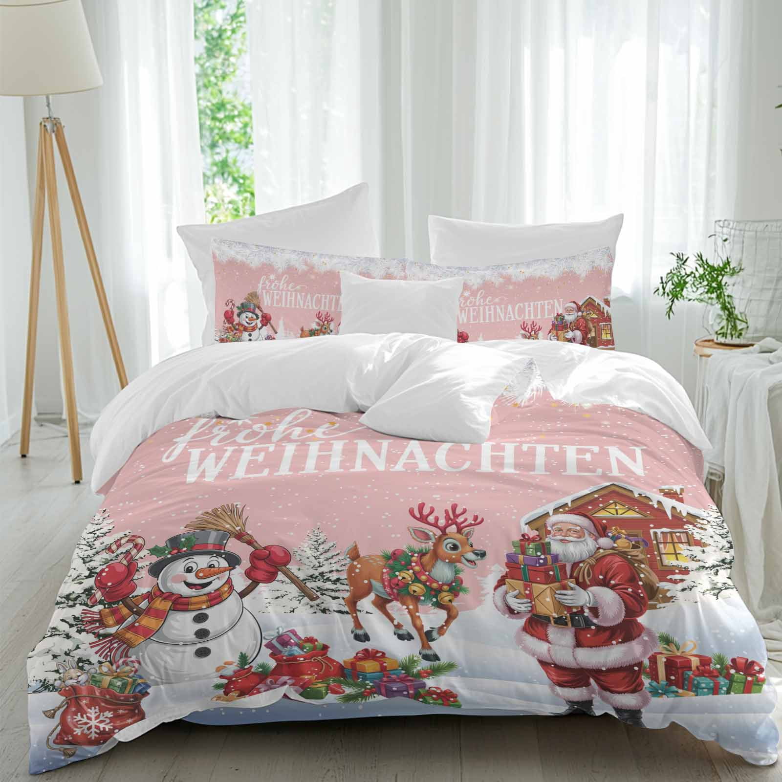 German Christmas Duvet Cover Set California King Size, Santa Claus ...