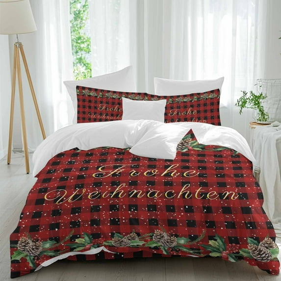 German Christmas Duvet Cover Set Queen Size, Pine Fruit Berries Holly ...