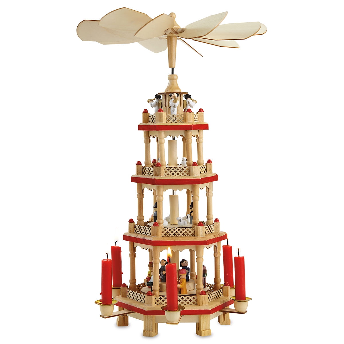 "German Christmas Carousel Decoration, 17.5"" Tabletop Nativity, Candle ...