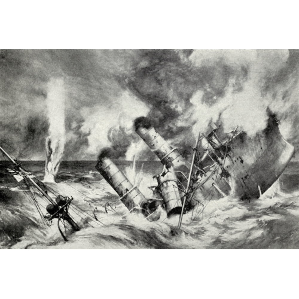 German Cruiser Sinking During The Battle Of Jutland. May 31-June 1 ...