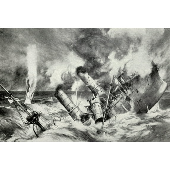 German Cruiser Sinking During The Battle Of Jutland. May 31-June 1 ...